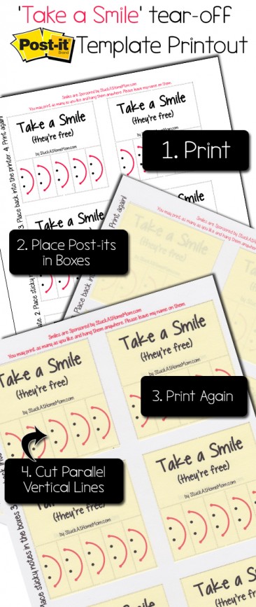 “Take a Smile” Post-It Note Template Printout #postit @postitproducts